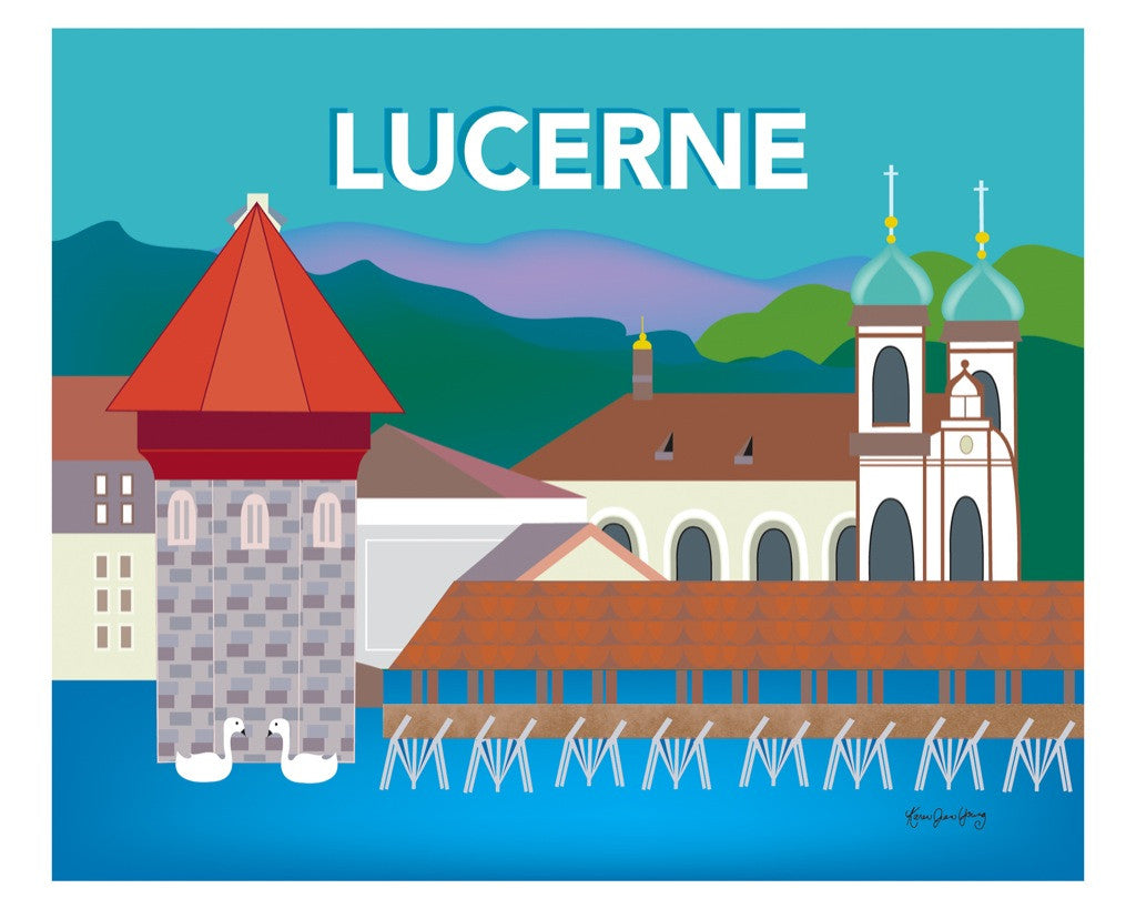 Lucerne skyline art print, Switzerland poster, canvas – Loose Petals