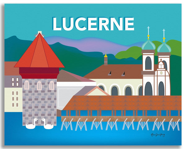Lucerne skyline art print, Switzerland poster, canvas – Loose Petals